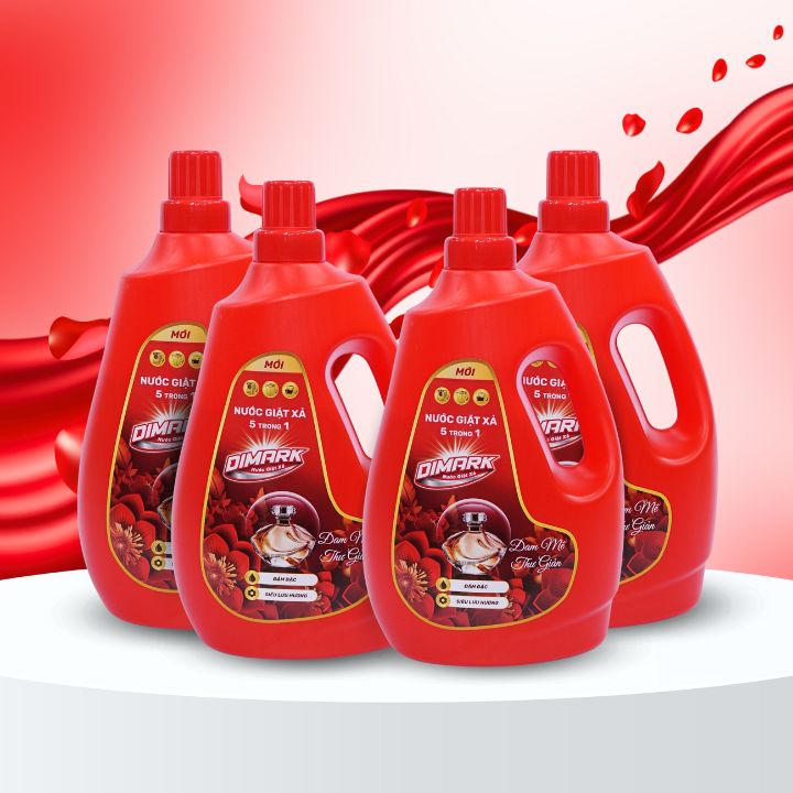 DIMARK – Combo 4 can nước giặt xả cao cấp 3.6kg (Hương Đam mê thư giãn)
